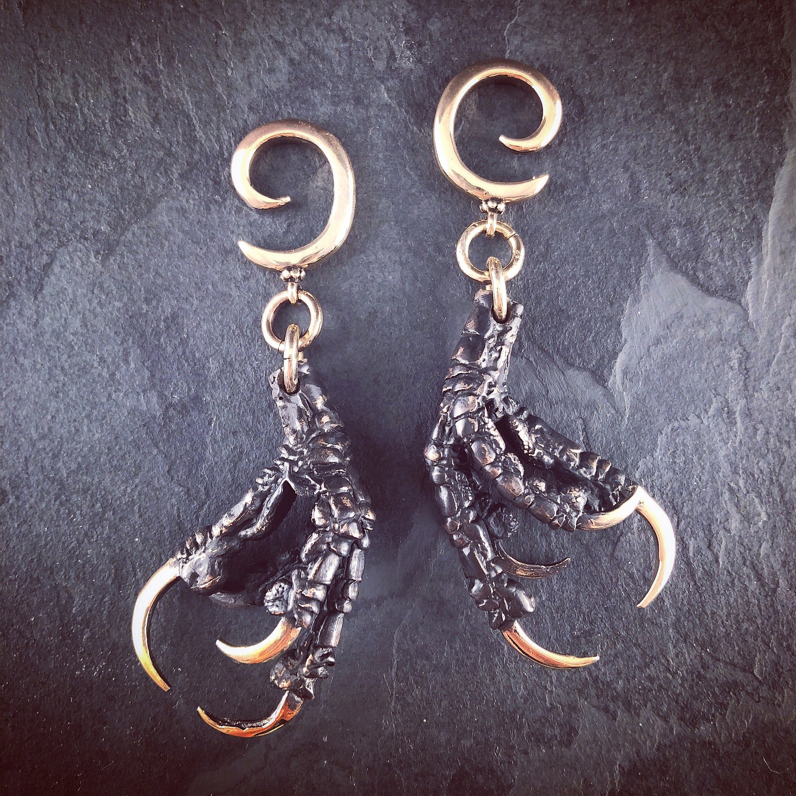 Crow Claw Ear Weights Bronze Crow Claw Gauges | Etsy