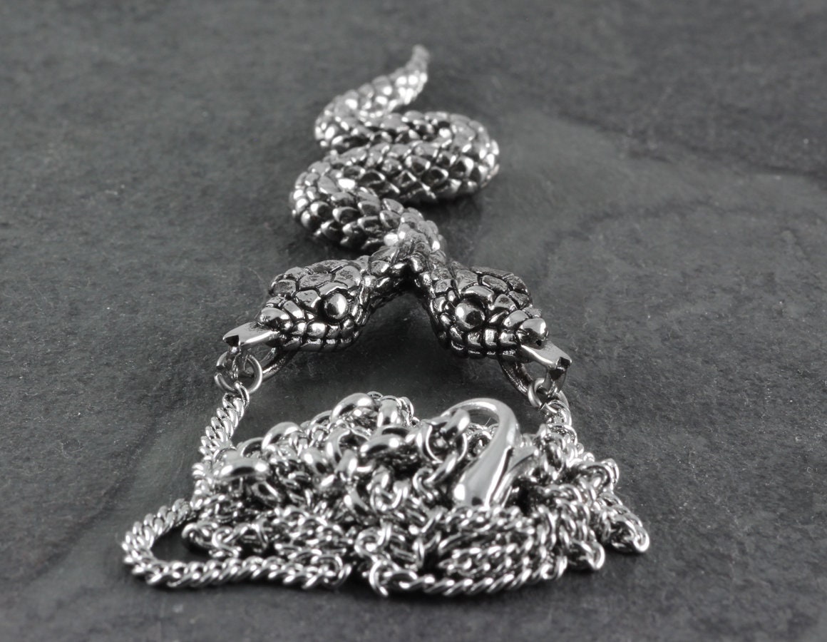Two Headed Snake Necklace - Sterling Silver Two-headed Snake Pendant ...