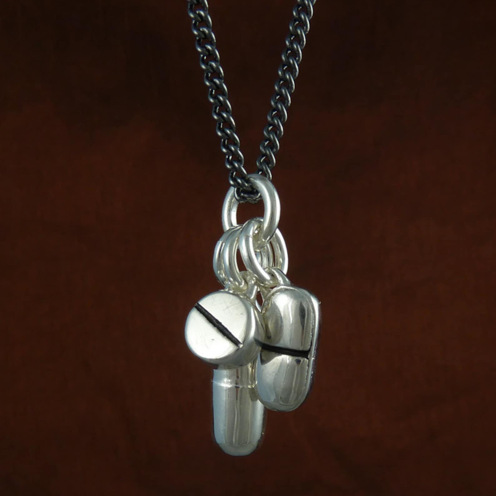 Pills Necklace Antique Silver Pill Pendant Medication - Etsy