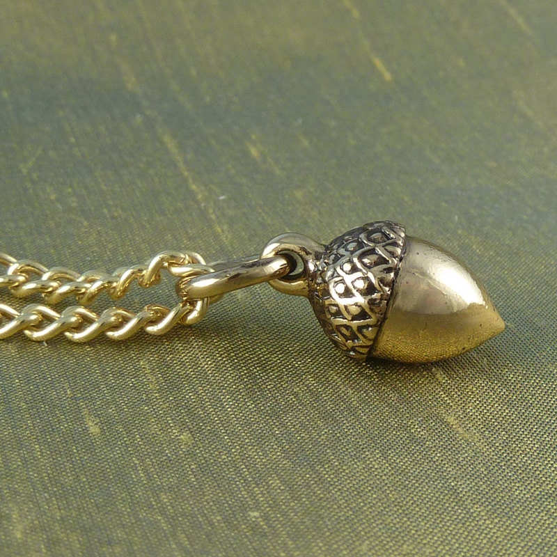 Acorn Necklace Bronze Acorn Pendant - Etsy
