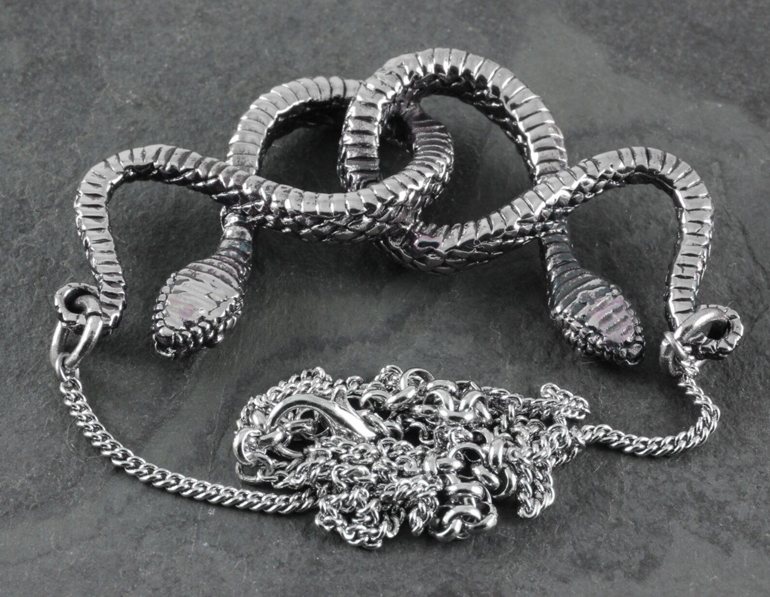 Snake Necklace - Sterling Silver Double Snake Necklace - Medusa ...