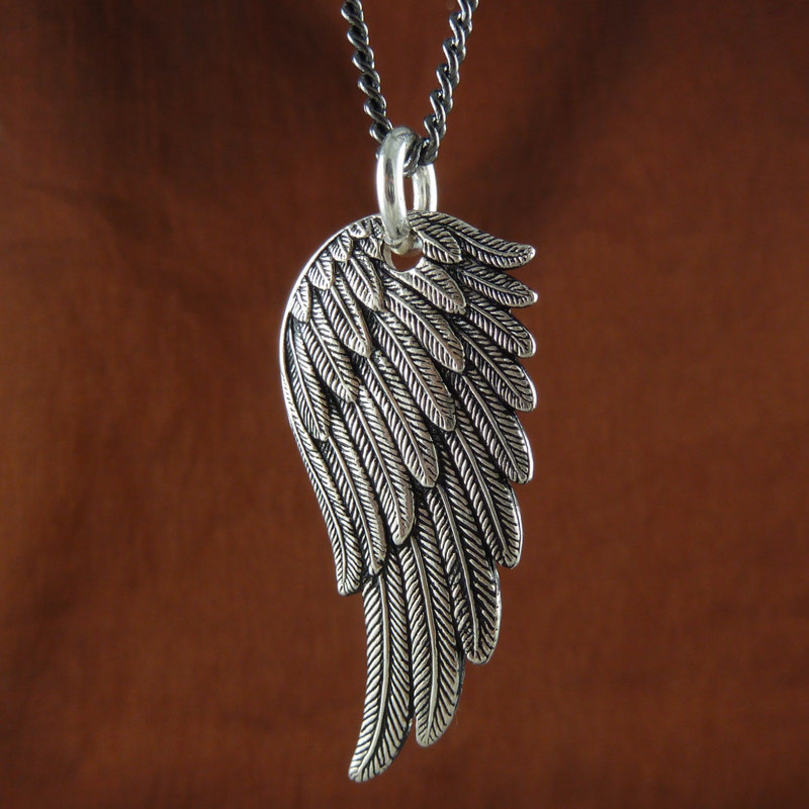 Angel Wing Necklace - Antique Silver Angel Wing Pendant - Etsy