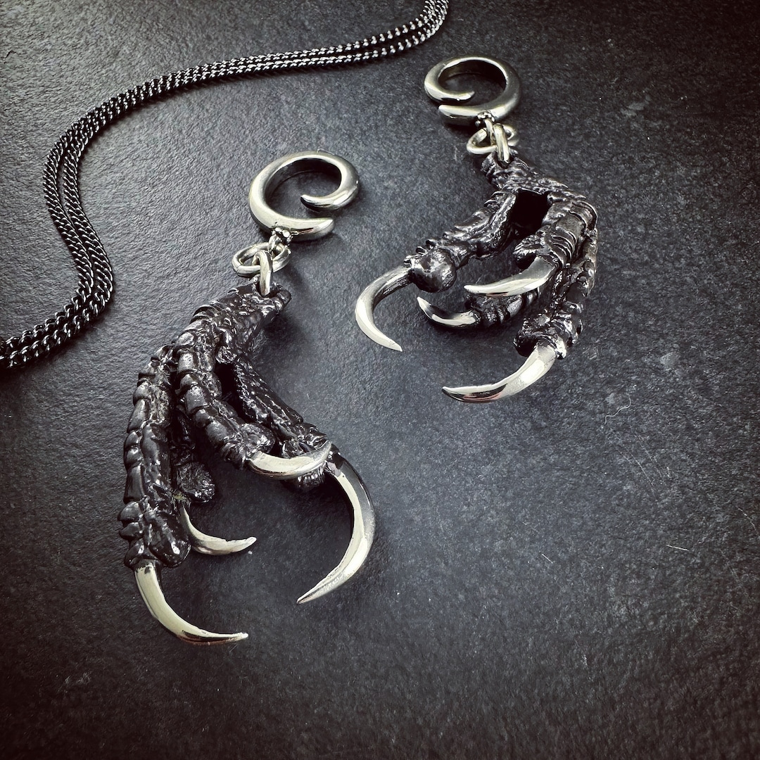 Black Crow Claw Hangers Cast in White Bronze - Silver Claw Hangers - Etsy