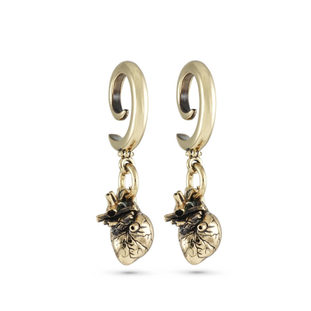 Anatomical Heart Ear Weights - Bronze Anatomical Heart Gauged Earrings ...