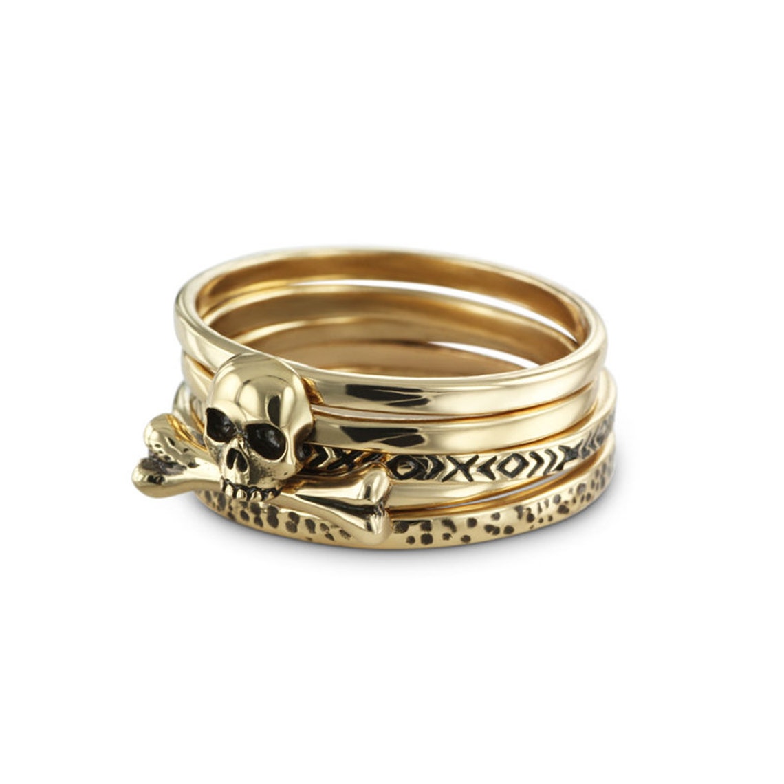 Skull Stacking Ring - Bronze Tiny Skull Stacking Ring - Etsy