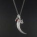 Raven Talon & Garnet Necklace - Antique Silver Raven Talon With ...