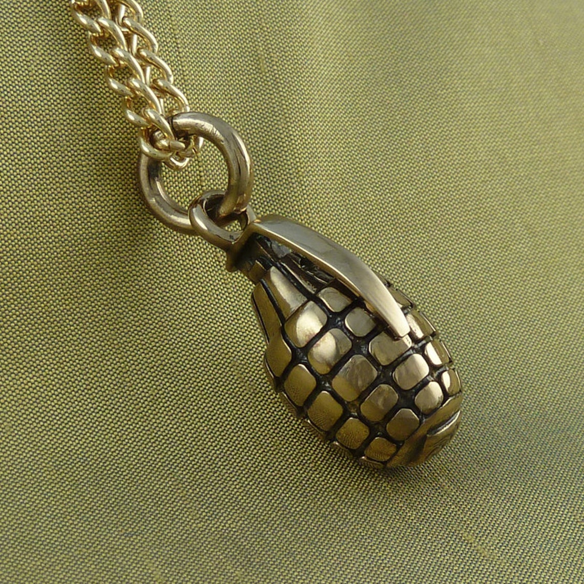 Grenade Necklace - Bronze Hand Grenade Pendant - Etsy