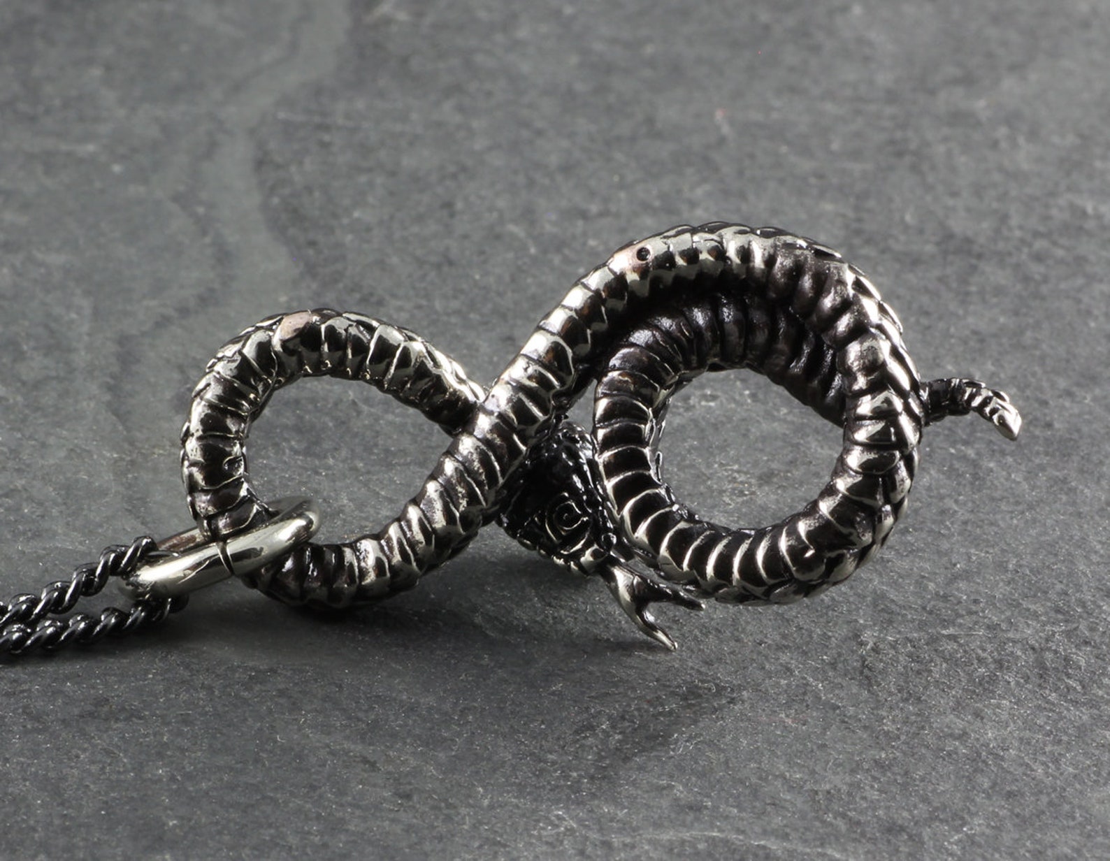 Snake Necklace - Antique Silver Coiled Snake Pendant - Spiral Snake ...