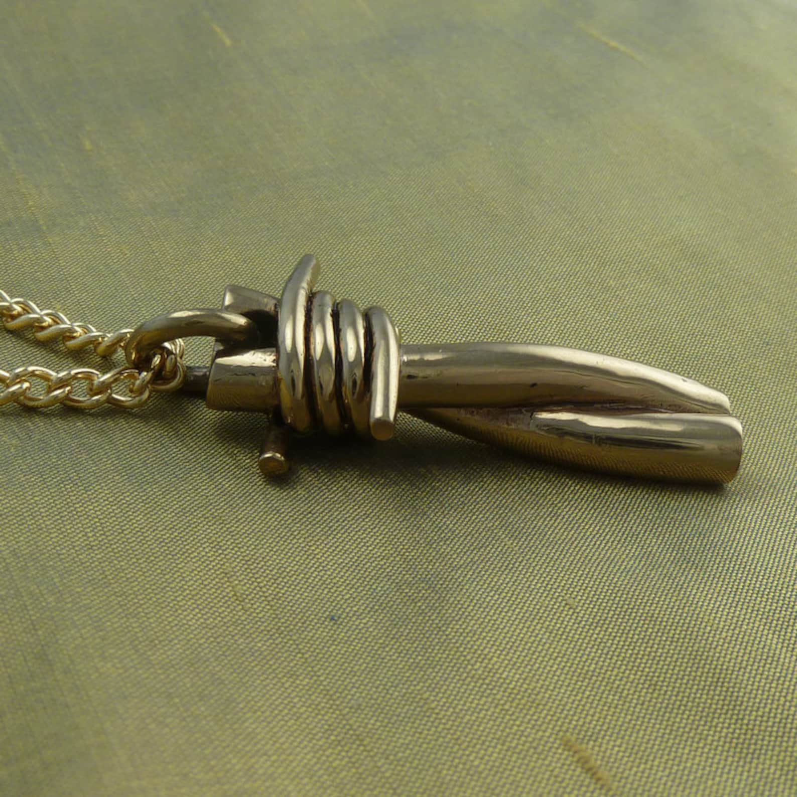 Punk Necklace - Barbed Wire Necklace - Bronze Barbed Wire Pendant - Etsy