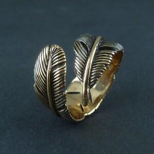 Feather Ring - Bronze Feather Ring - Feather Bypass Ring - Etsy