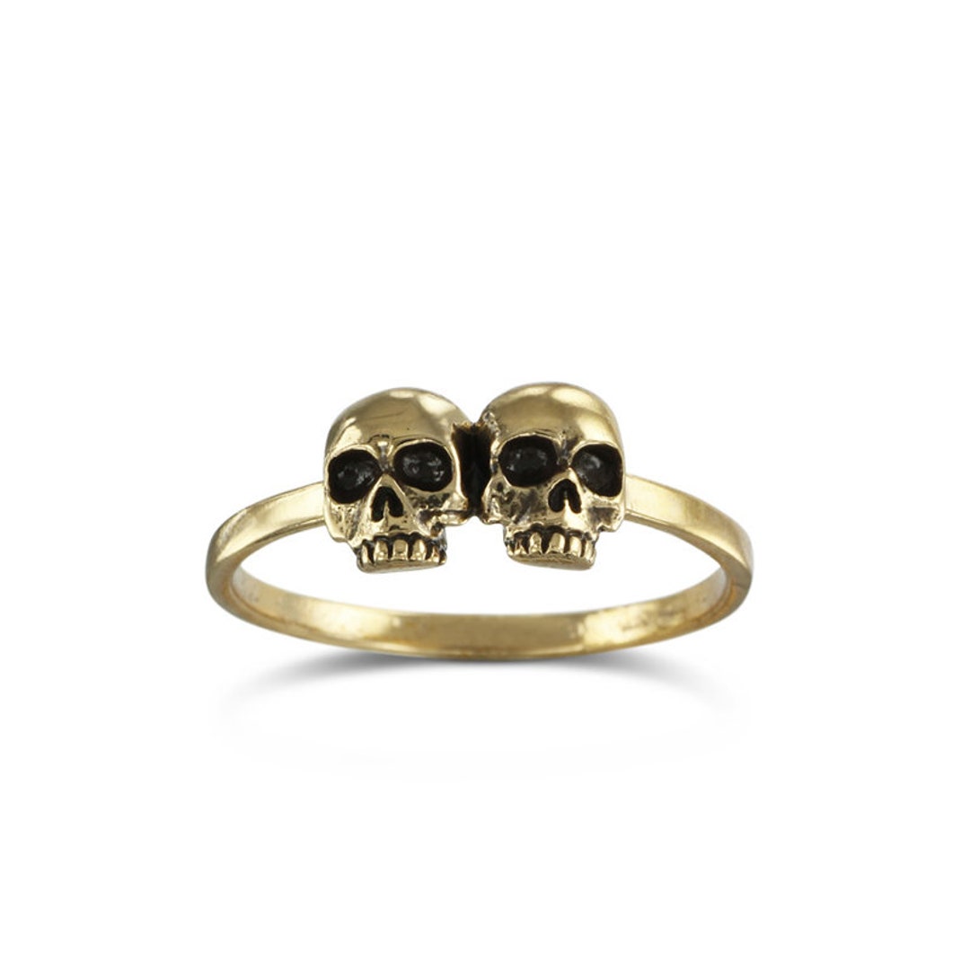 Double Skull Stacking Ring - Bronze Two Skull Stackable Ring - Etsy