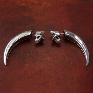 Talon Earrings - Antique Silver Eagle Talon Earrings - Fake Gauge Talon ...