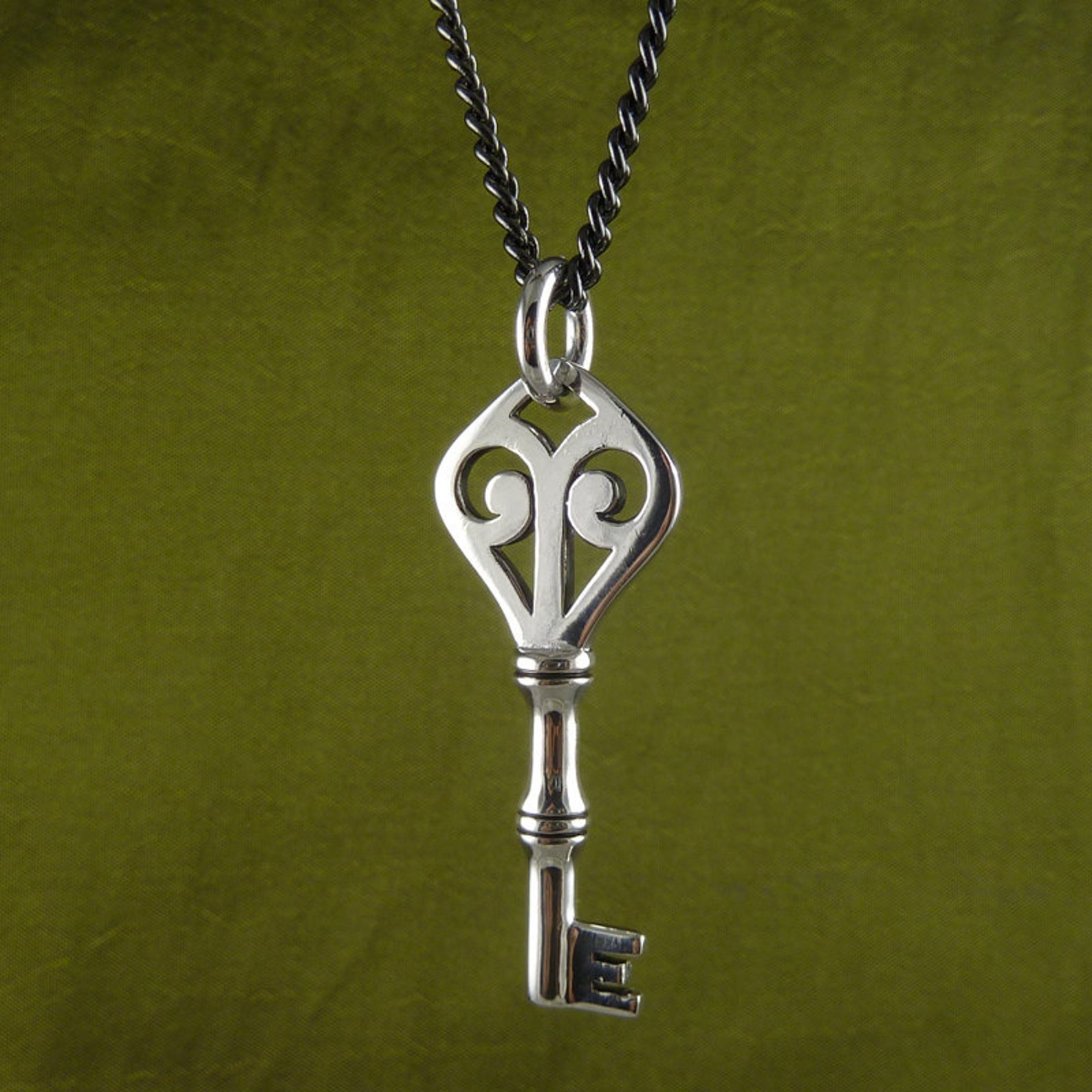Key Necklace Antique Silver Key Pendant Gothic Key | Etsy