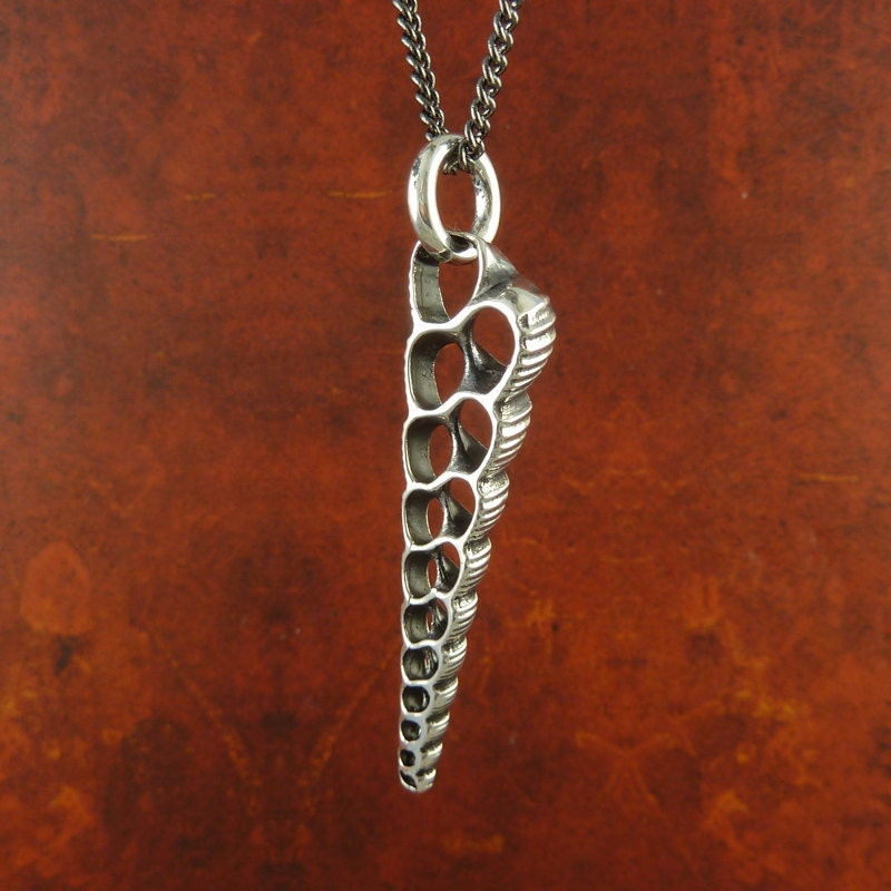 Shell Necklace Antique Silver Shell Pendant Turritella | Etsy