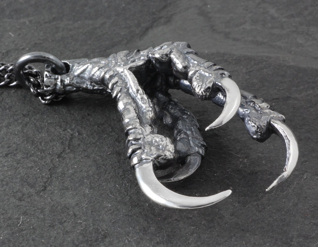 Crow Claw Necklace - Sterling Silver Crow Foot Pendant - Bird Claw ...