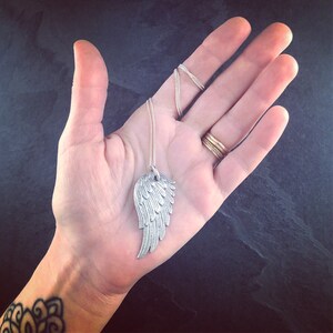 Raven Wing Necklace - Sterling Silver Bird Wing Pendant - Angel Wing ...