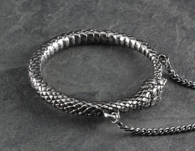 Ouroboros Necklace - Antique Silver Ouroboros Pendant - Snake Necklace ...