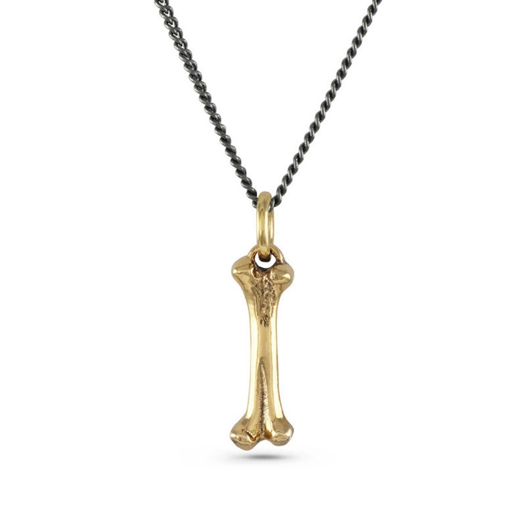 Small Bone Necklace - Small Bronze Bone Pendant - Anatomy Jewelry - Etsy