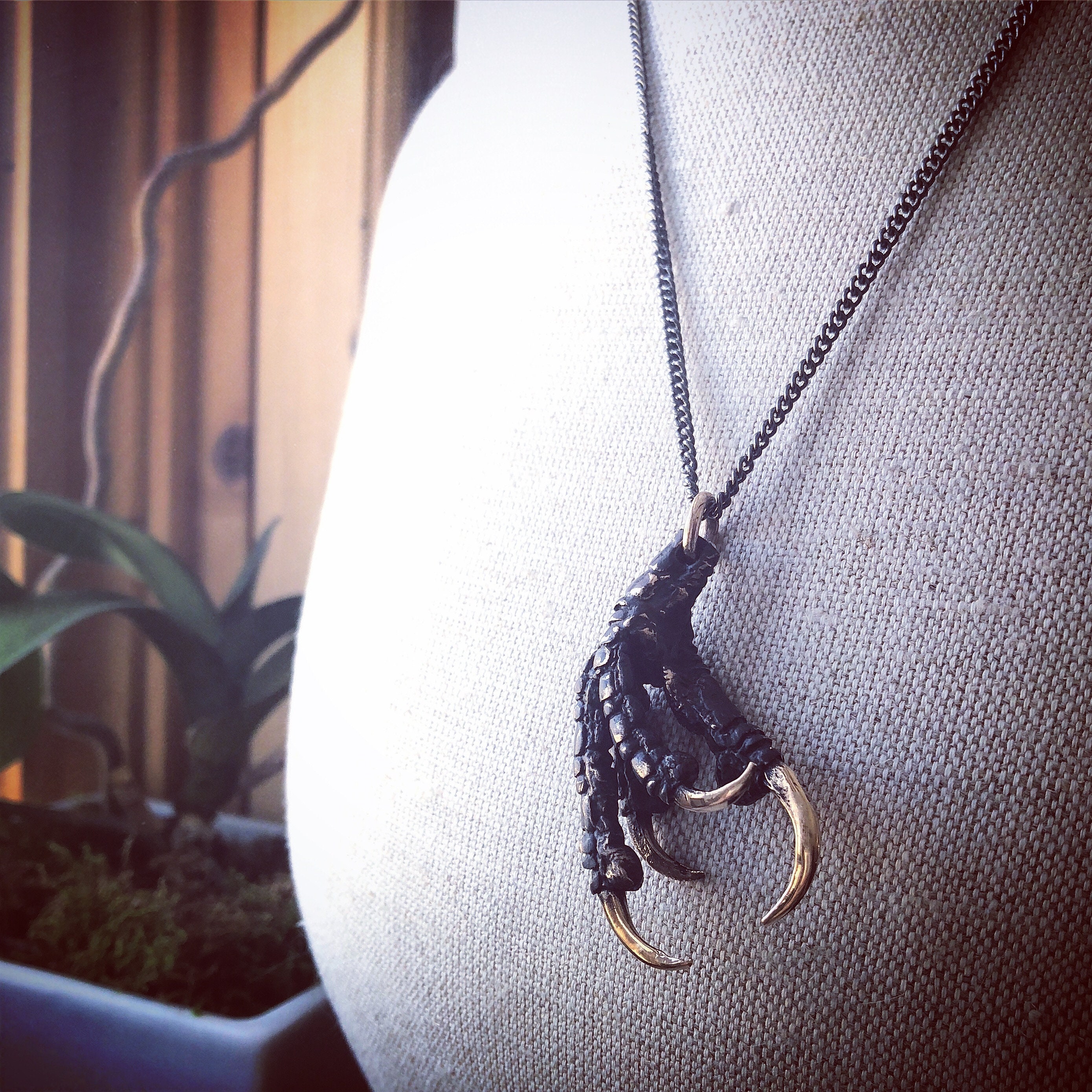 Crow Claw Necklace Bronze Black Crow Claw Pendant Bird | Etsy