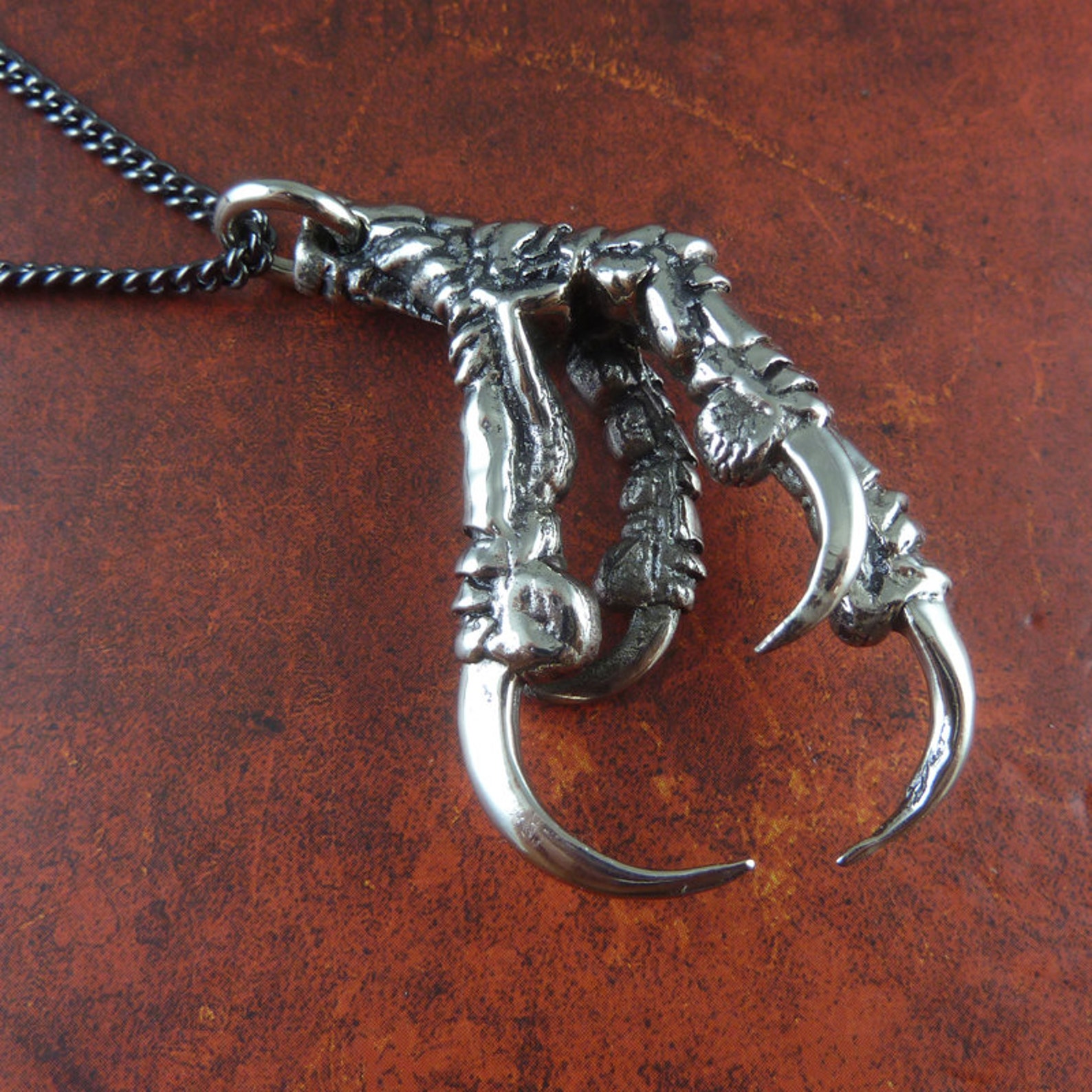 Crow Claw Necklace Antique Silver Bird Claw Pendant Crow - Etsy UK