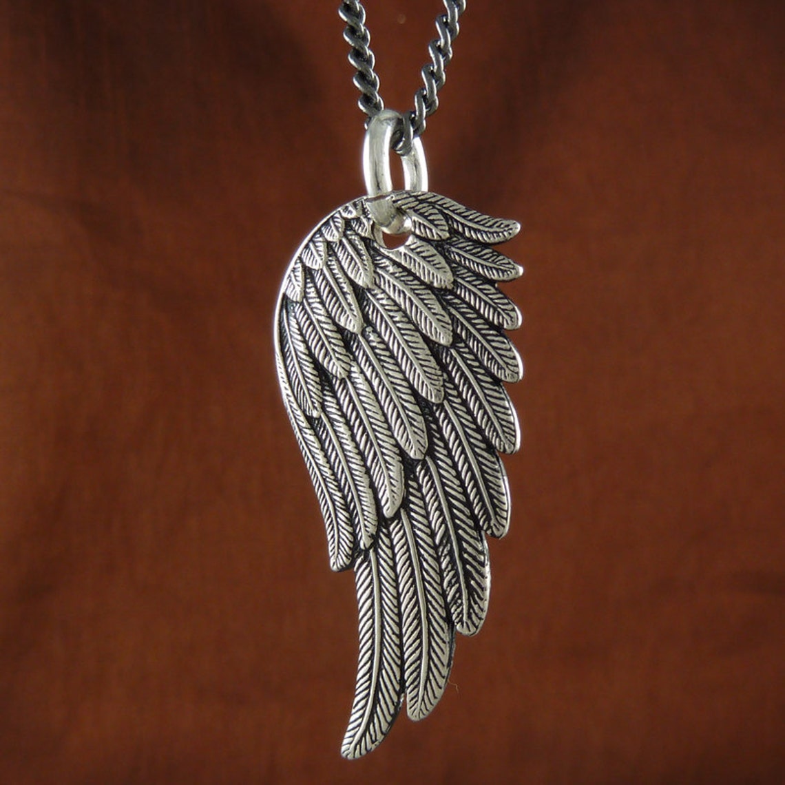 Angel Wing Necklace - Antique Silver Angel Wing Pendant - Etsy