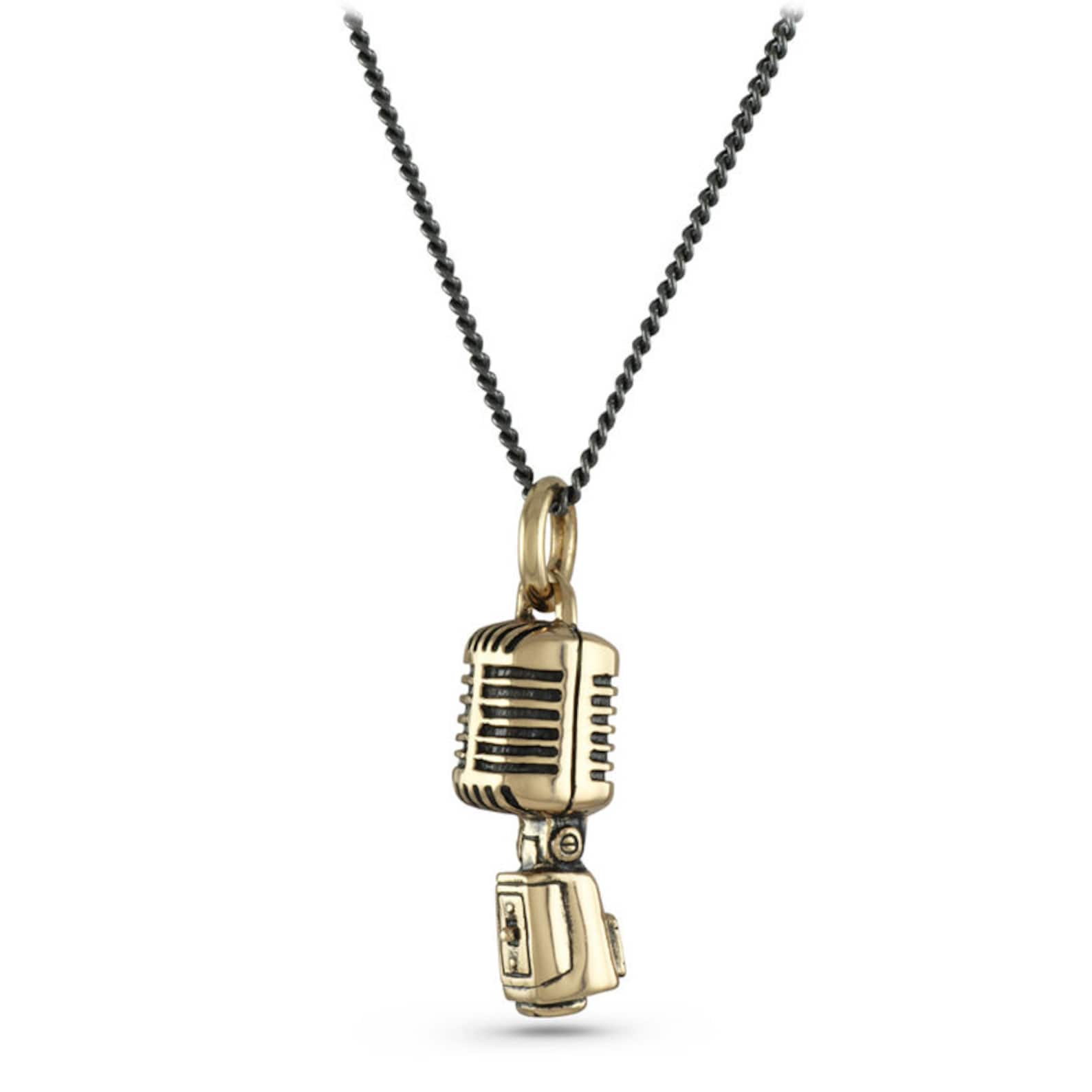 Microphone Necklace - Bronze Microphone Pendant - Music Jewelry - Etsy