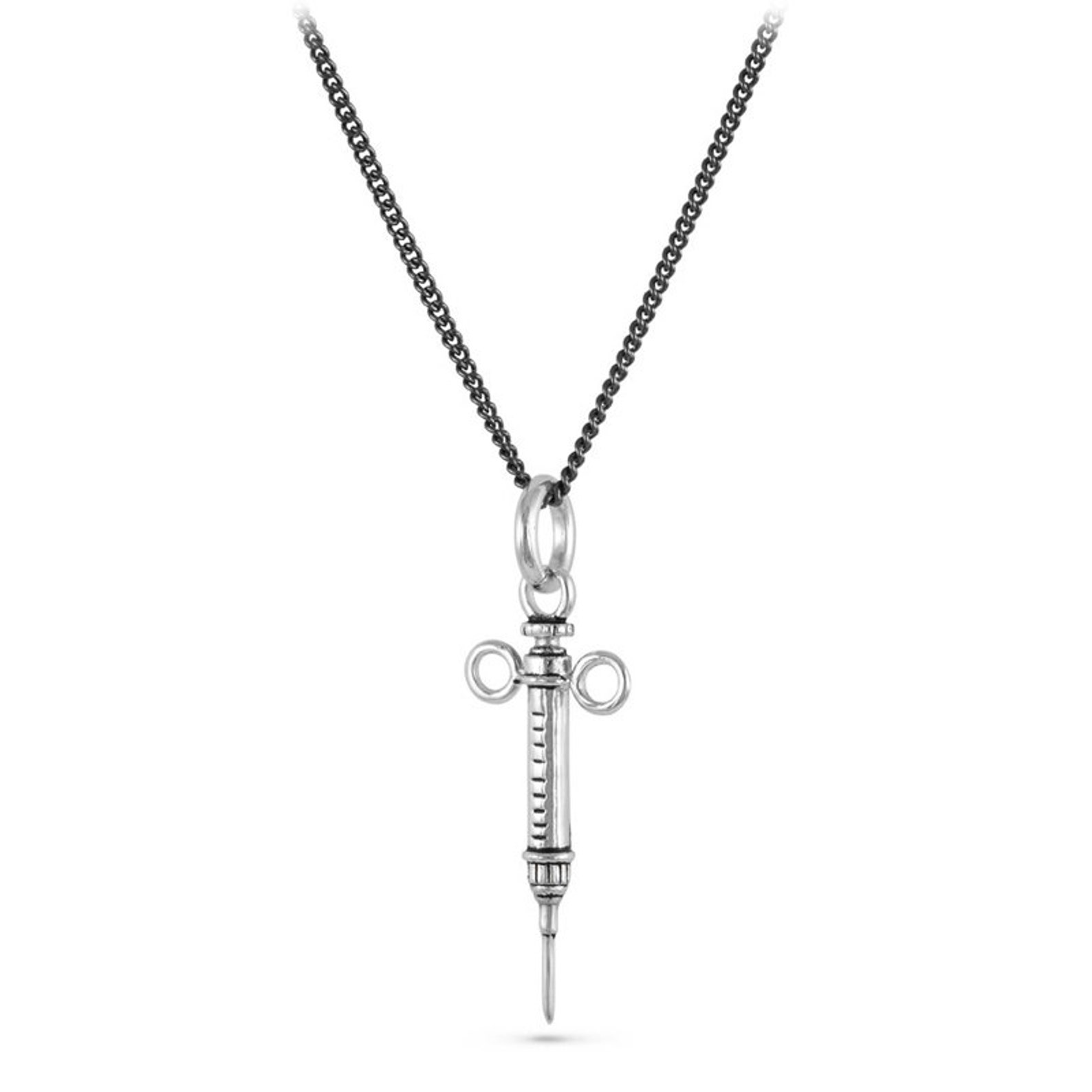 Syringe Necklace Antique Silver Syringe Pendant Nurse - Etsy