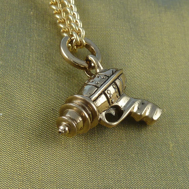 Ray Gun Necklace Bronze Ray Gun Pendant Sci Fi Necklace | Etsy