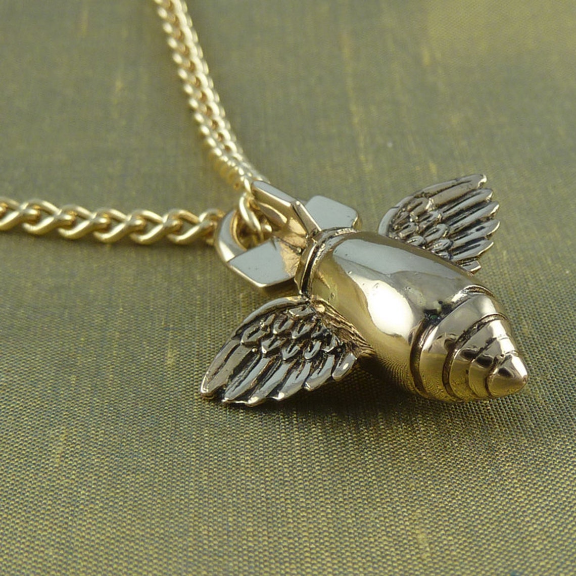 Bomb Necklace - Bronze Flying Bomb Pendant - Etsy