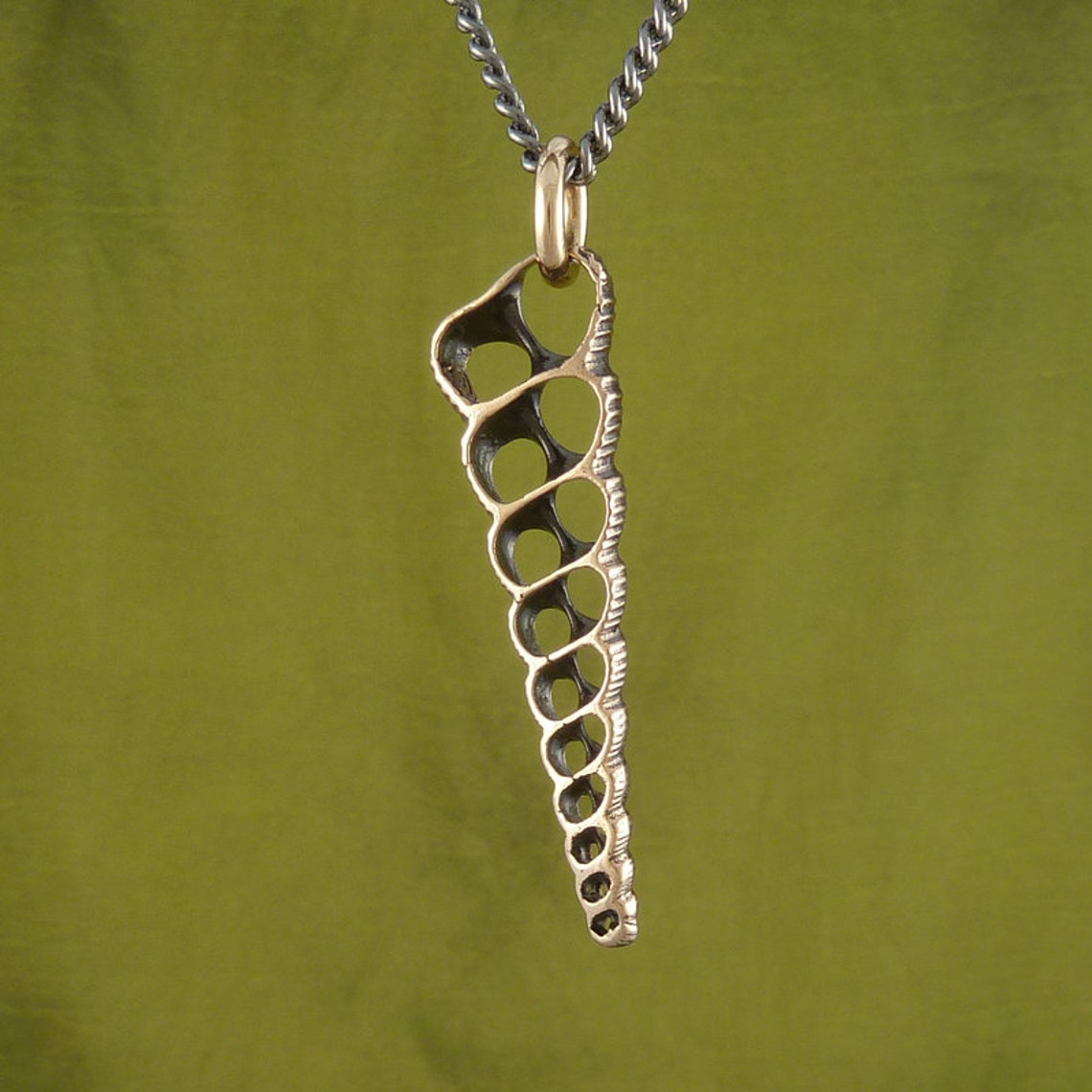 Shell Necklace Bronze Spiral Shell Pendant Turritella - Etsy