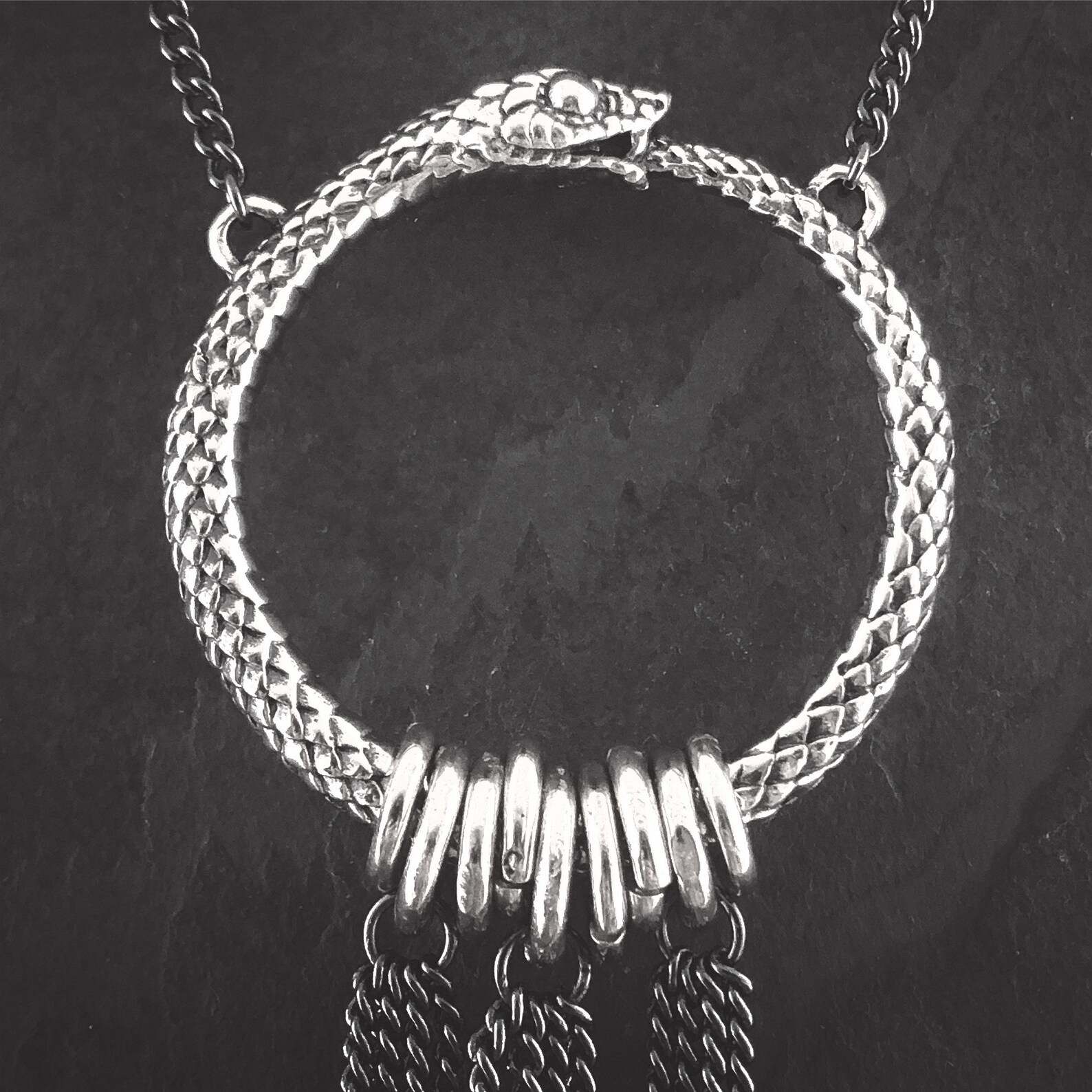 Ouroboros Necklace - Antique Silver Ouroboros Necklace - the Plumed ...