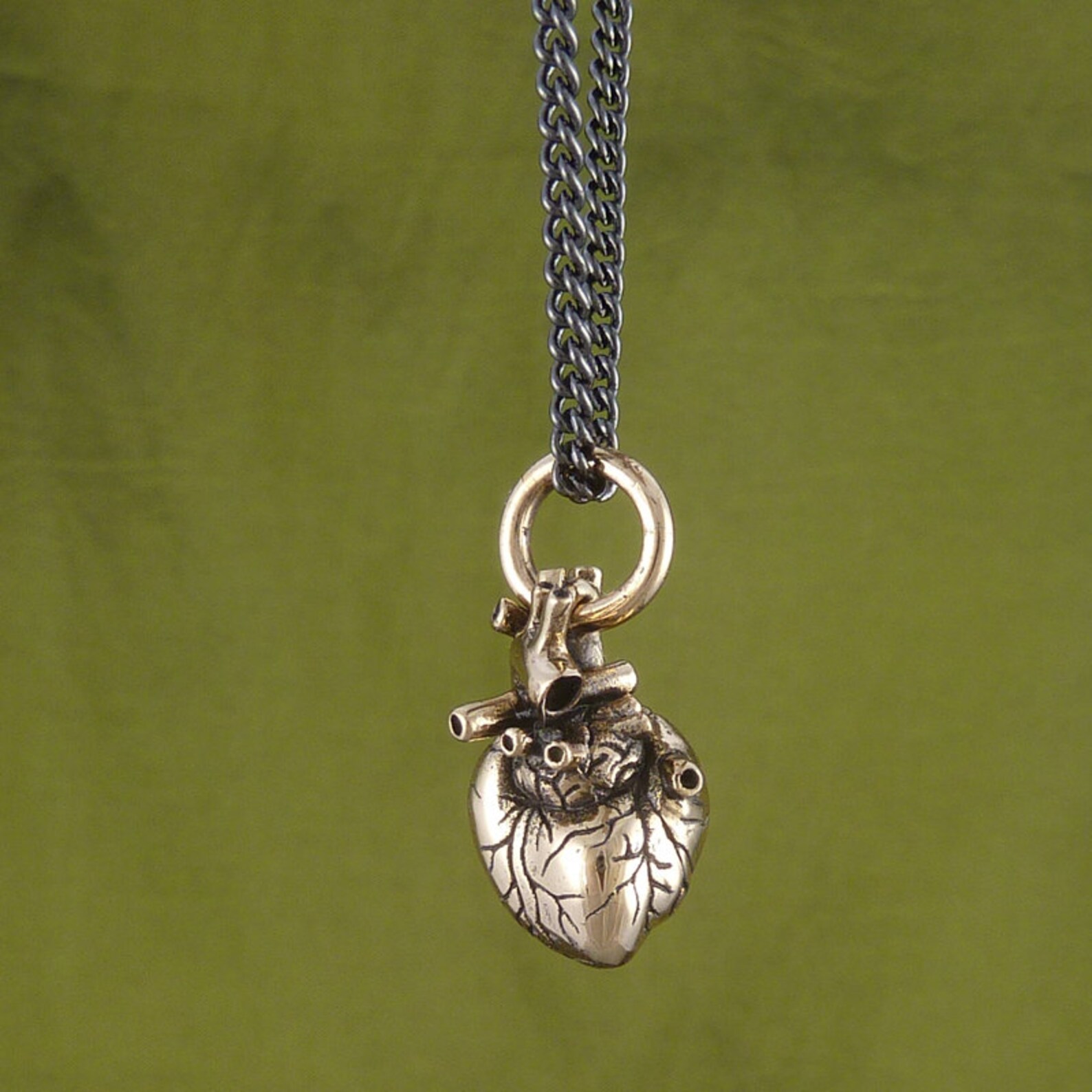 Anatomical Heart Necklace Small Bronze Anatomical Heart | Etsy