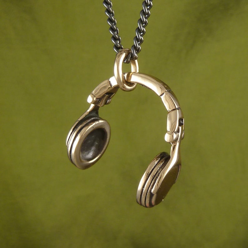 Headphones Necklace - Bronze Headphone Pendant - DJ Necklace - Etsy