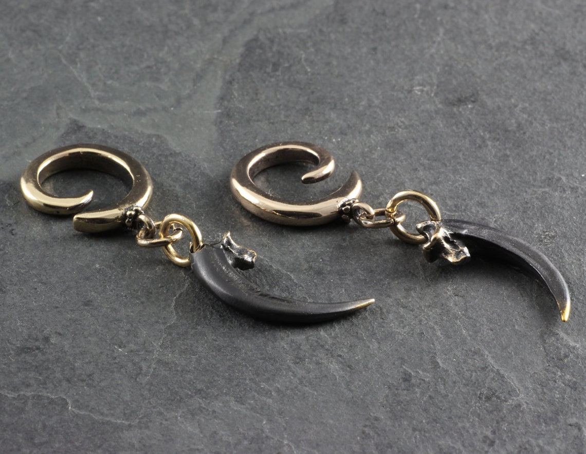 Raven Talon Ear Weights - Bronze Raven Talon Gauged Earrings - Raven ...