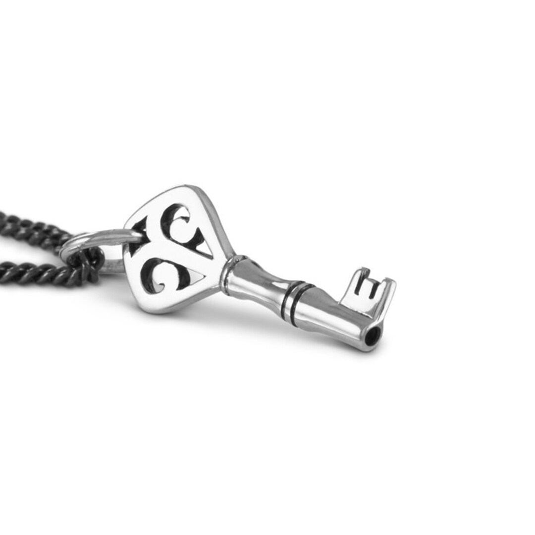 Silver Key Necklace - Small Antique Silver Key Pendant - Small Silver ...