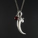 Raven Talon & Garnet Necklace - Antique Silver Raven Talon With ...