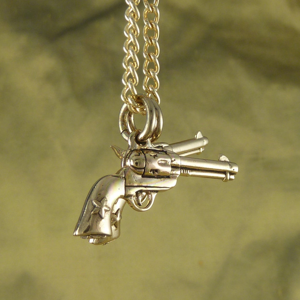 Gun Necklace Bronze Pistol Pendant - Etsy
