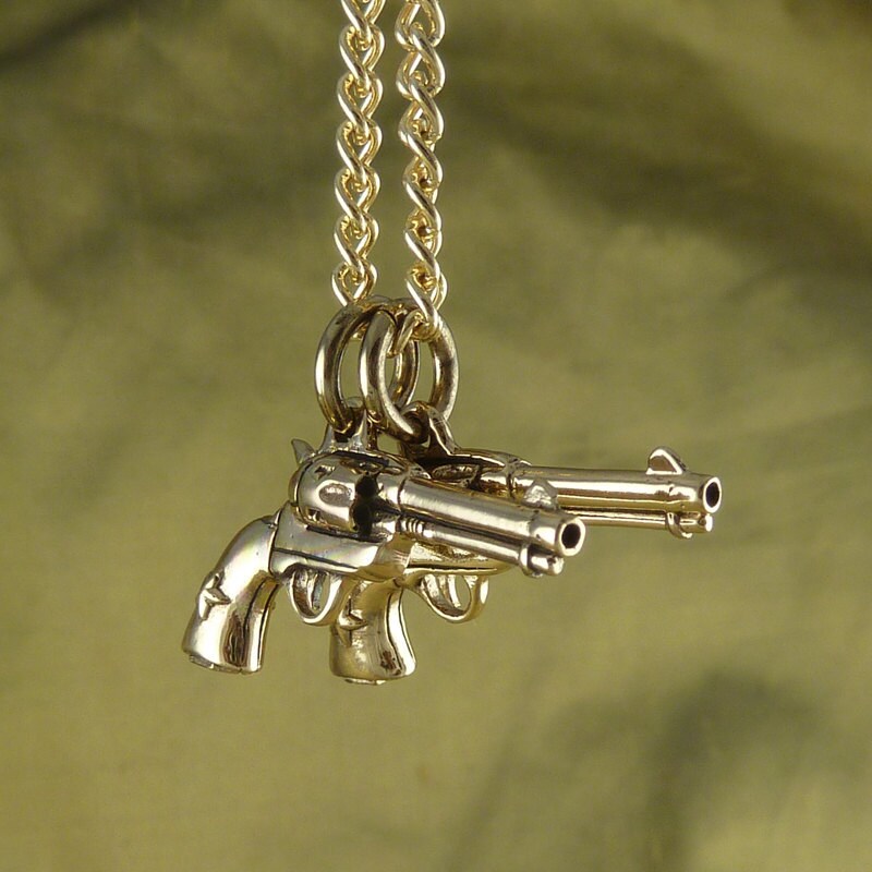 Gun Necklace Bronze Pistol Pendant - Etsy