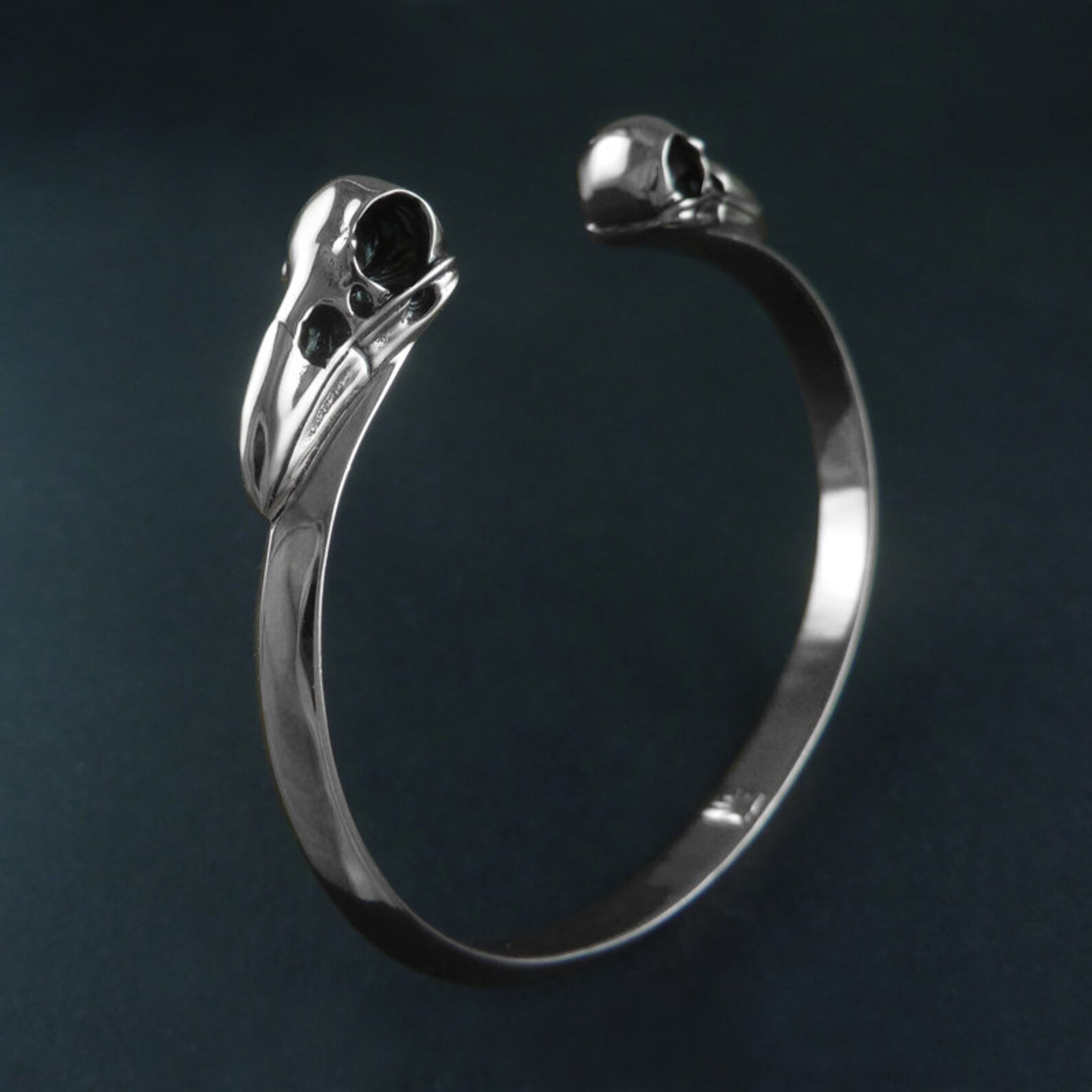 Raven Skull Cuff - Antique Silver Bird Skull Cuff - Bird Skull Bracelet ...