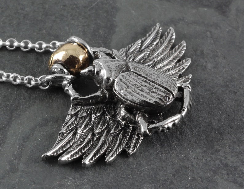 Small Scarab Beetle Necklace Sterling Silver Scarab Beetle | Etsy