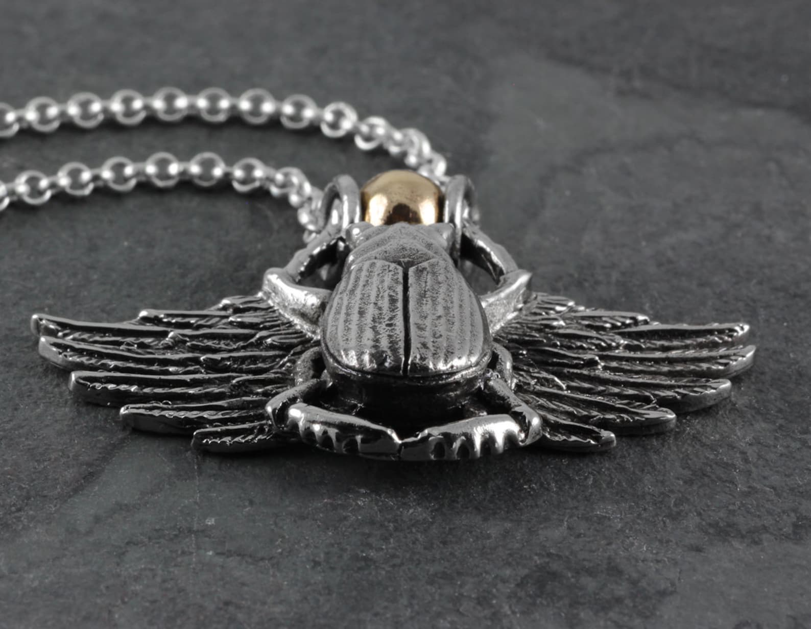 Small Scarab Beetle Necklace Sterling Silver Scarab Beetle | Etsy