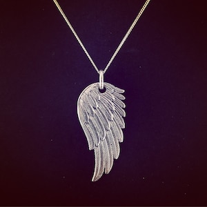 Raven Wing Necklace - Sterling Silver Bird Wing Pendant - Angel Wing ...