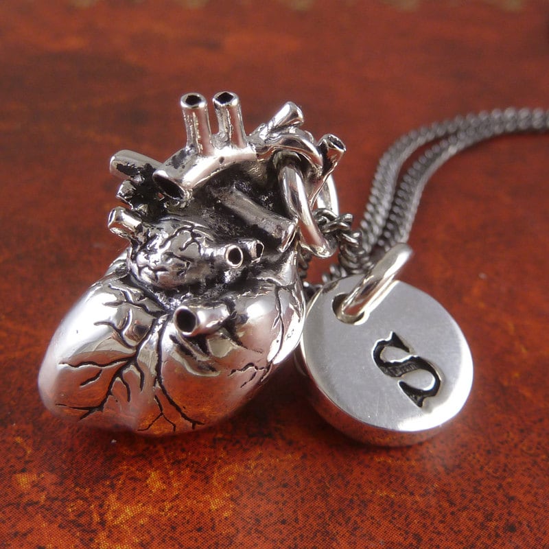 Personalized Heart Anatomical Heart With Initial Charm - Etsy