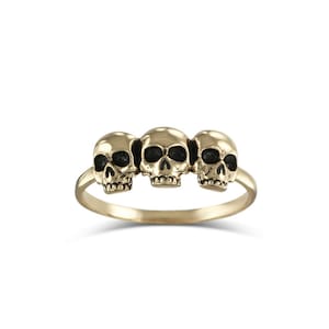 Triple Skull Stacking Ring - Bronze Three Skulls Stackable Ring - Etsy