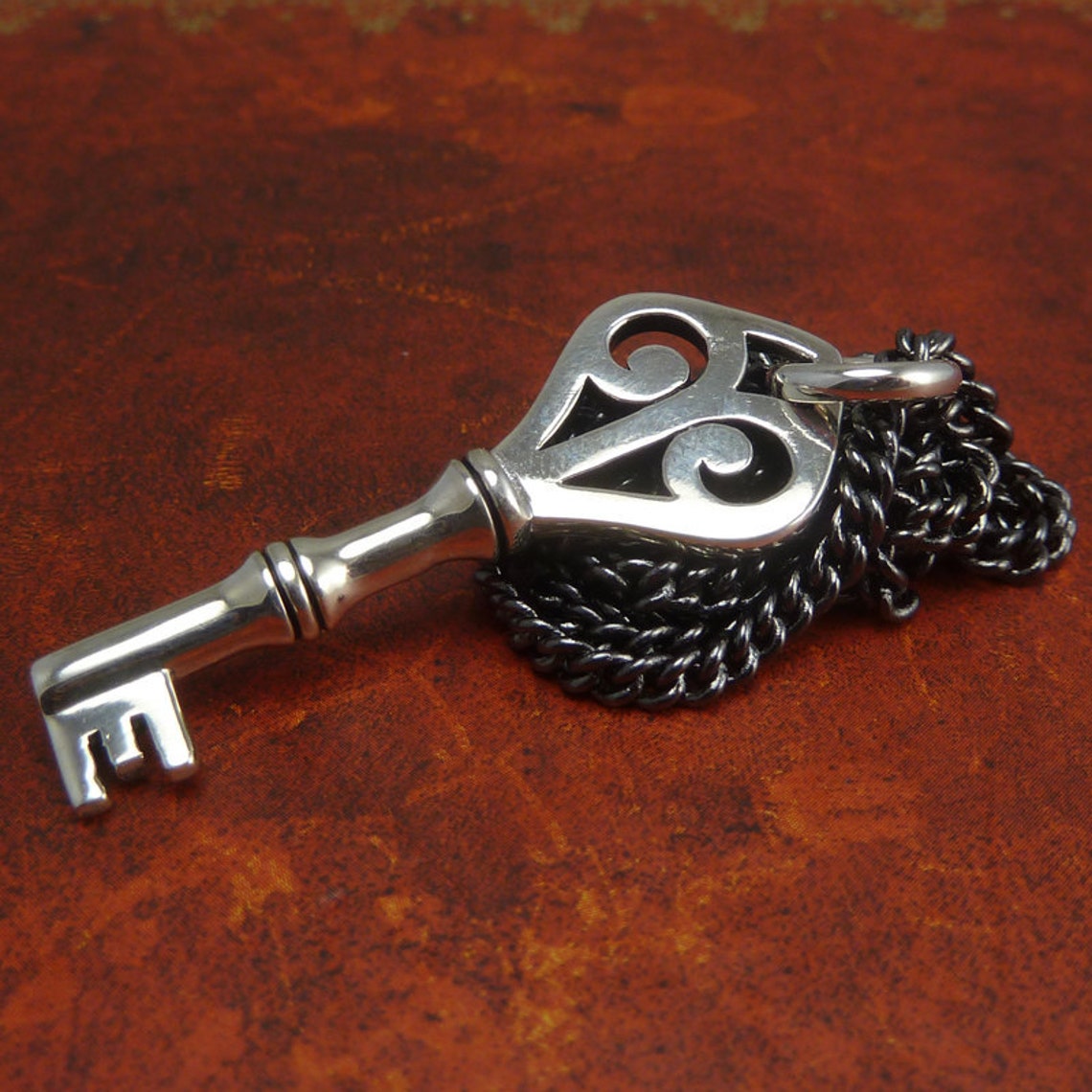 Key Necklace Antique Silver Key Pendant Gothic Key - Etsy