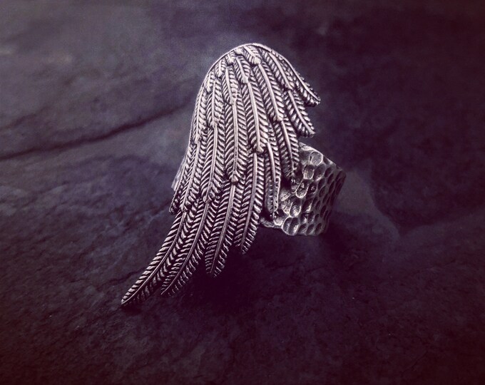 Sterling Silver Angel Wing Ring - Adjustable Ring Angel Wing Jewelry - Etsy