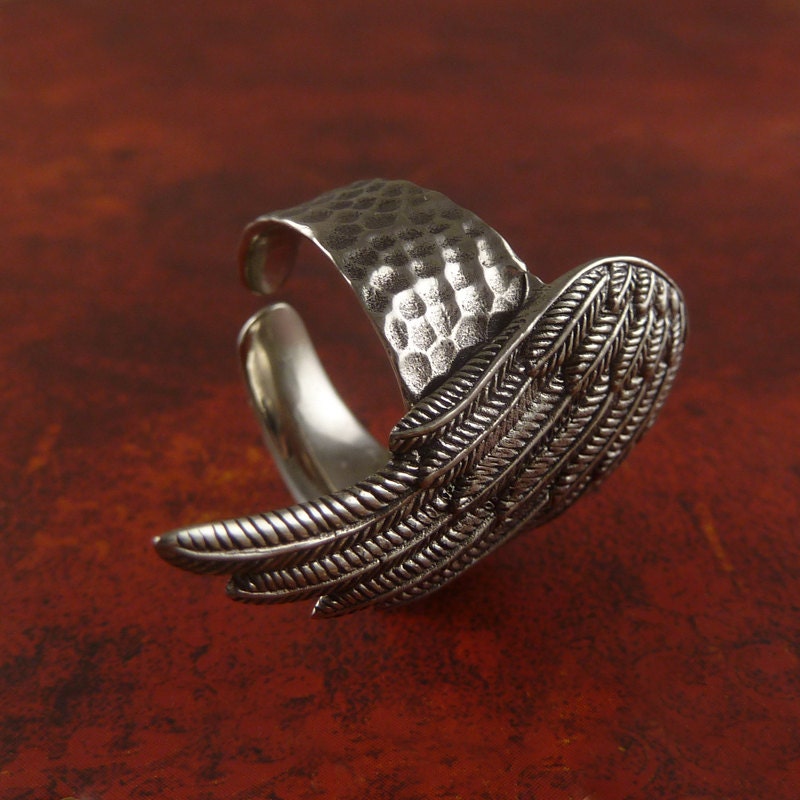 Wing Ring White Bronze Wing Ring - Etsy