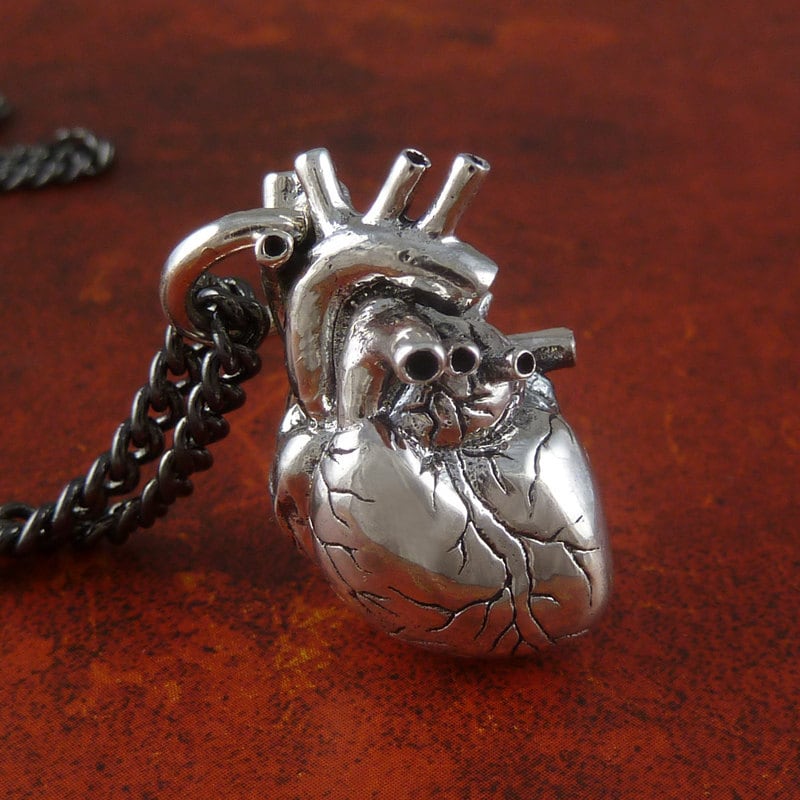 Sterling Silver Anatomical Heart Necklace - Sterling Silver Heart ...