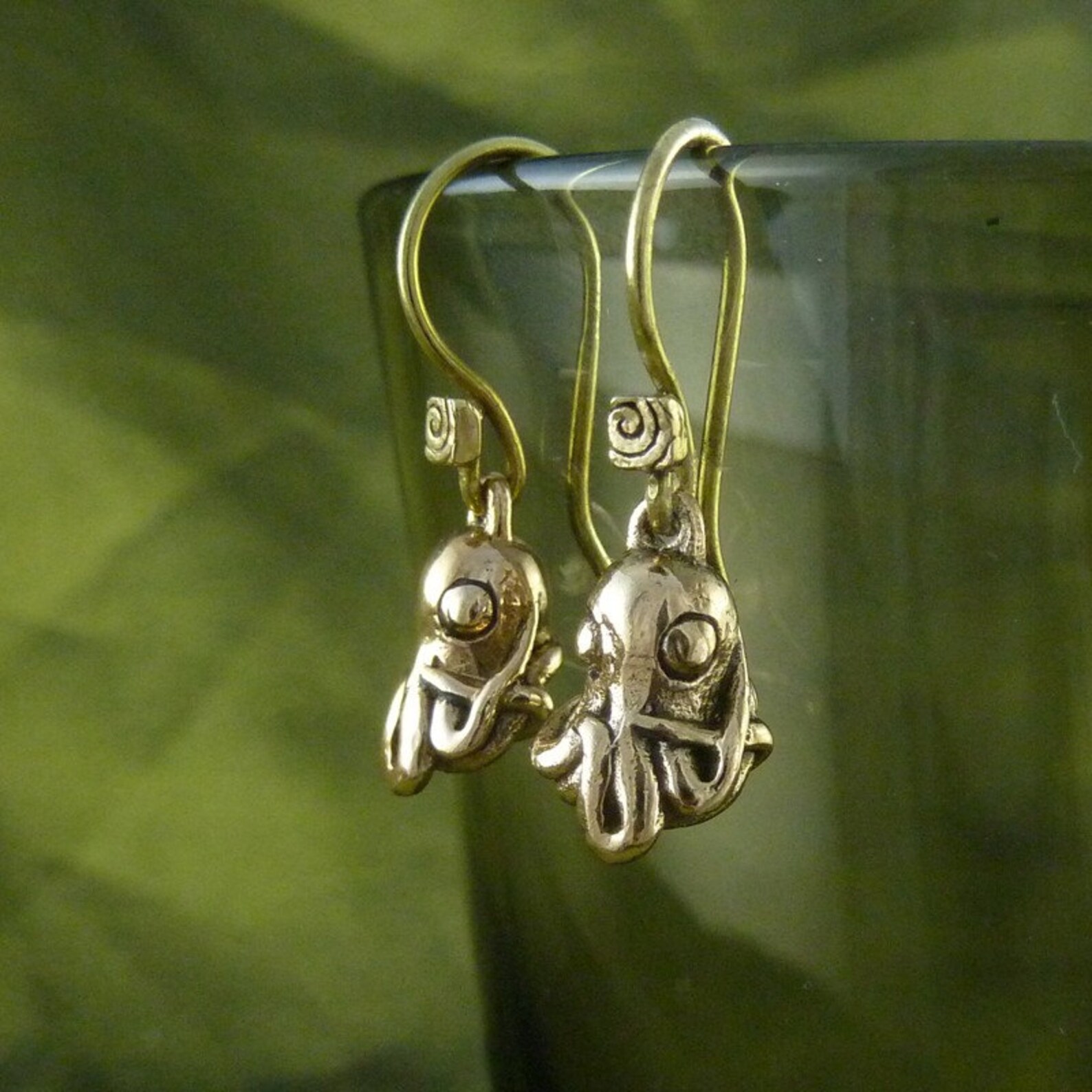 Octopus Earrings Bronze Octopus Earrings - Etsy