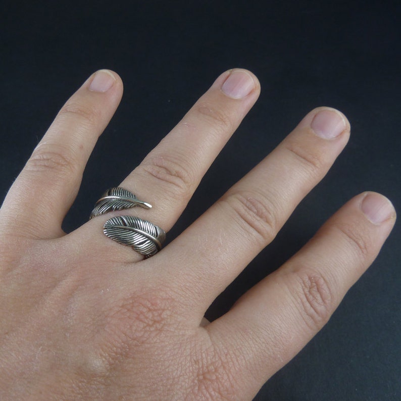 Feather Ring Antique Silver Feather Ring Silver Feather | Etsy